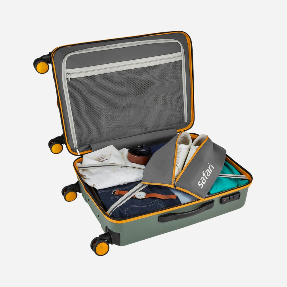 Buy Safari Defender Thyme Green Trolley Bag with TSA lock and Dual Wheels