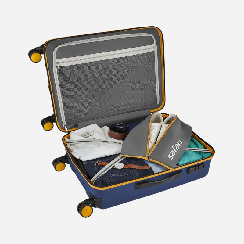 Buy Safari Defender Graphic Blue Trolley Bag with TSA lock and Dual Wheels