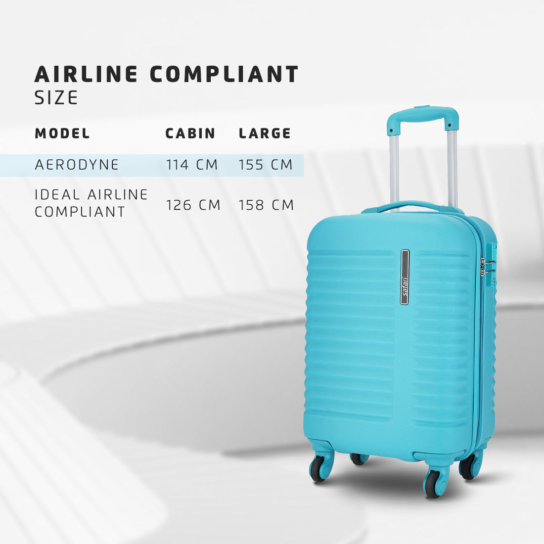 Buy Safari Aerodyne Cyan Lightweight Trolley Bag Online