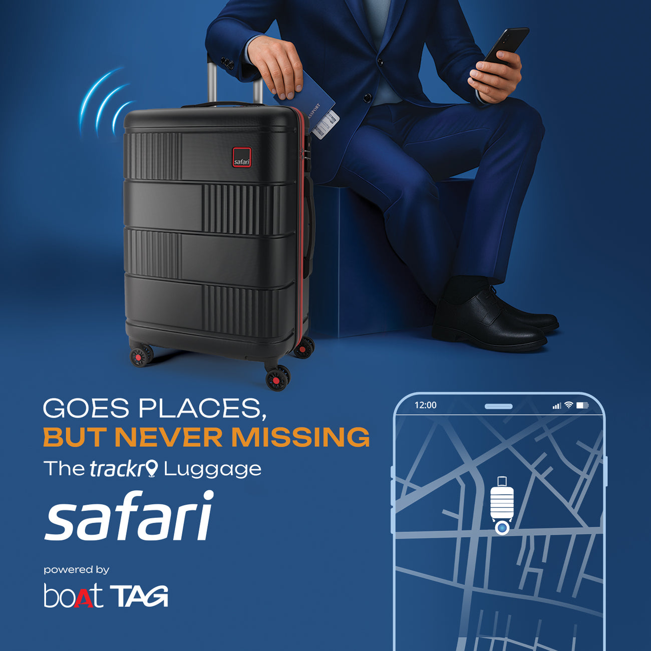 Buy Safari Trackr Hard Luggage Black Online