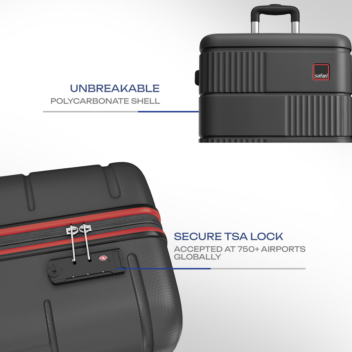 Buy Safari Trackr Hard Luggage Black Online