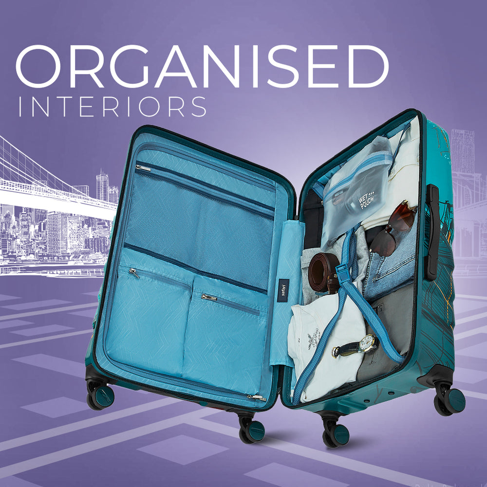 Buy Safari Brooklyn Printed Hard Luggage Teal Online