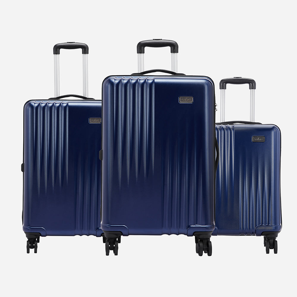 Buy Safari Ryder Set of 3 Gun Metal & Blue Trolley Bags